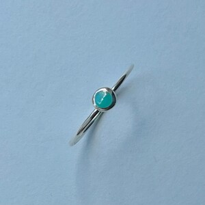 Sterling Silver Tiny Turquoise Ring, Dainty Turquoise Ring, Tiny ...