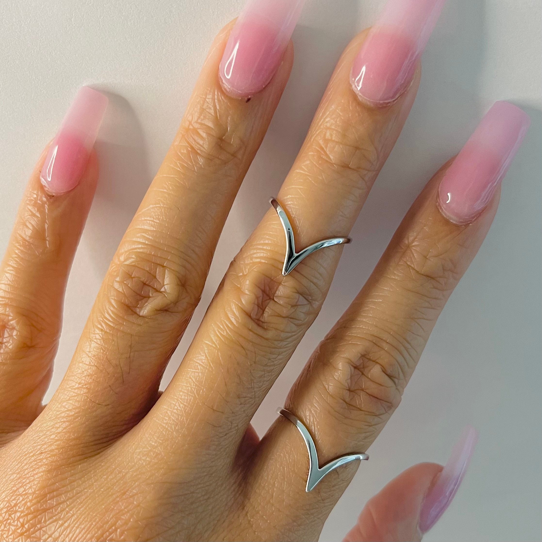 Sterling silver deep V ring v ring silver ring dainty ring | Etsy