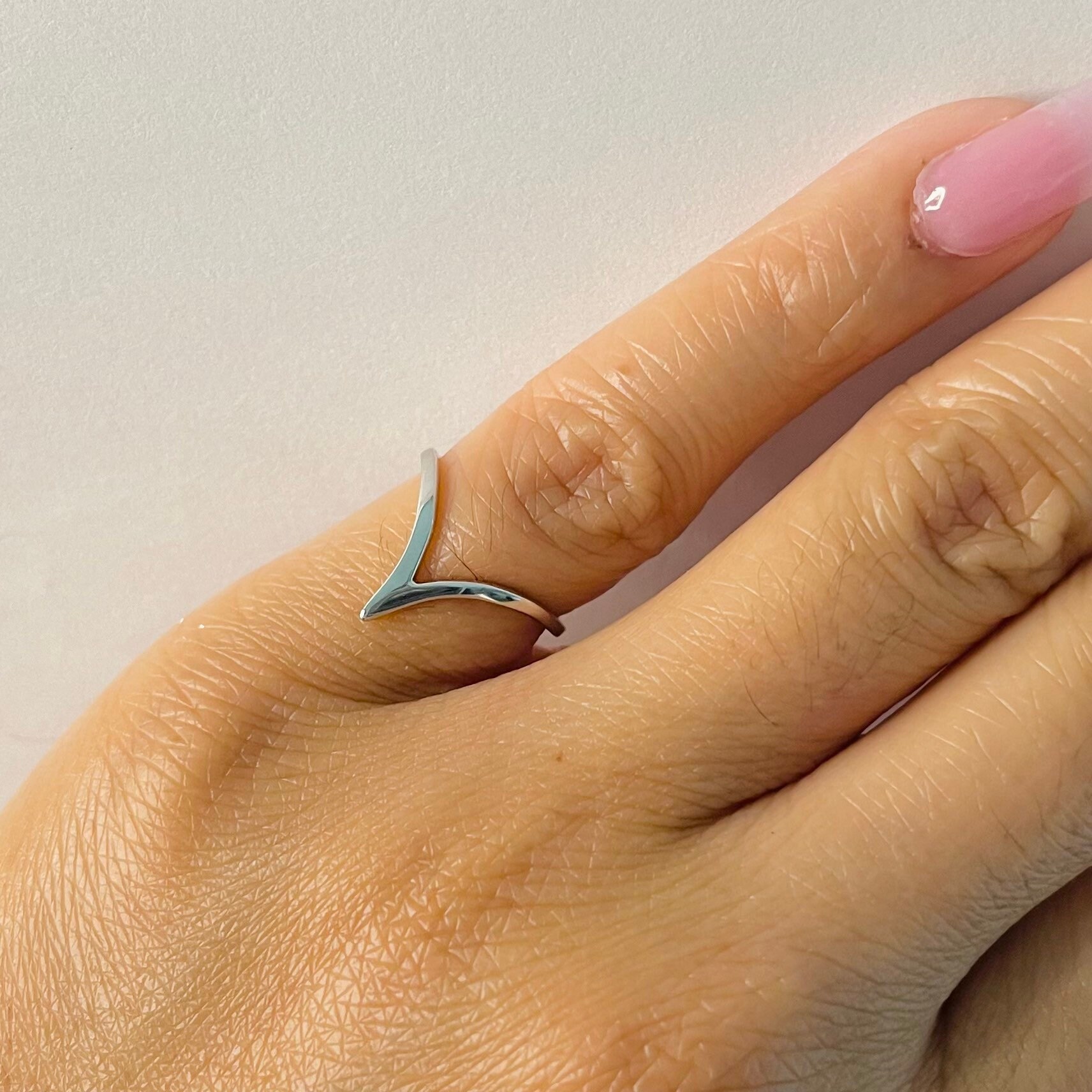 Sterling silver deep V ring v ring silver ring dainty ring | Etsy