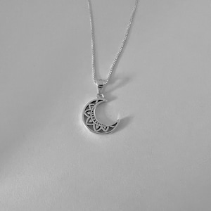 Sterling Silver Small Moon Necklace, Moon Necklace, Silver Moon ...