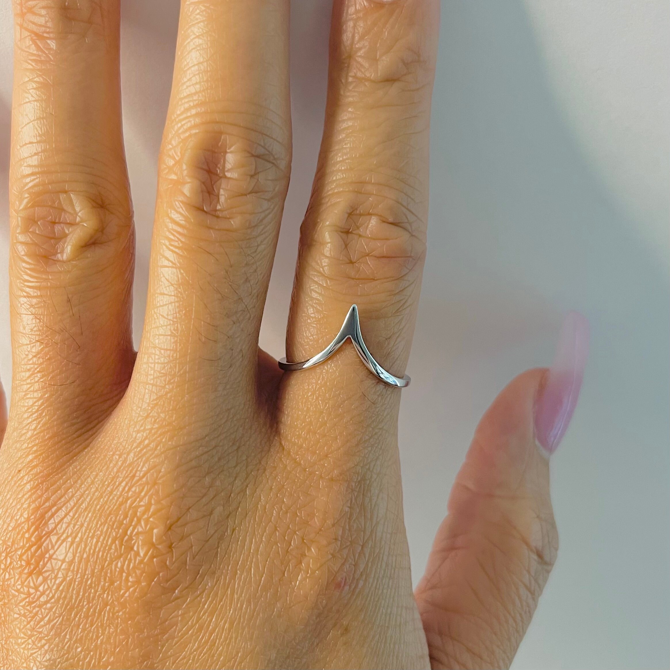 Sterling silver deep V ring v ring silver ring dainty ring | Etsy