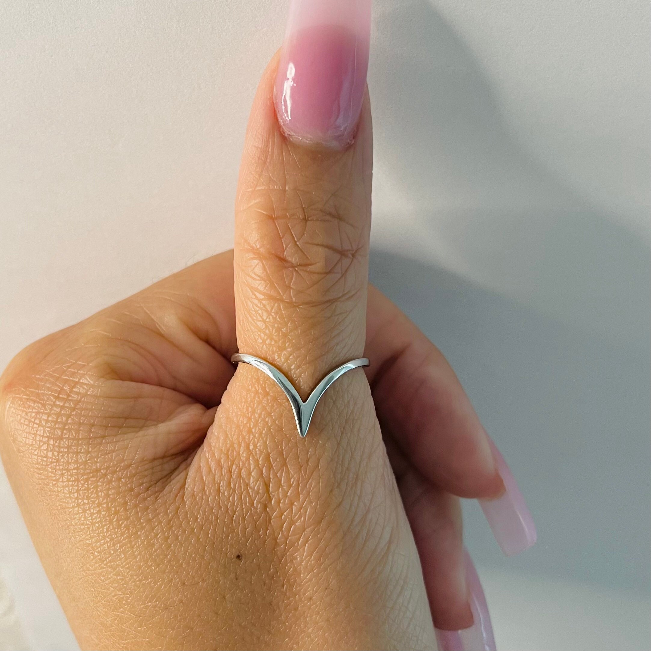Sterling silver deep V ring v ring silver ring dainty ring | Etsy