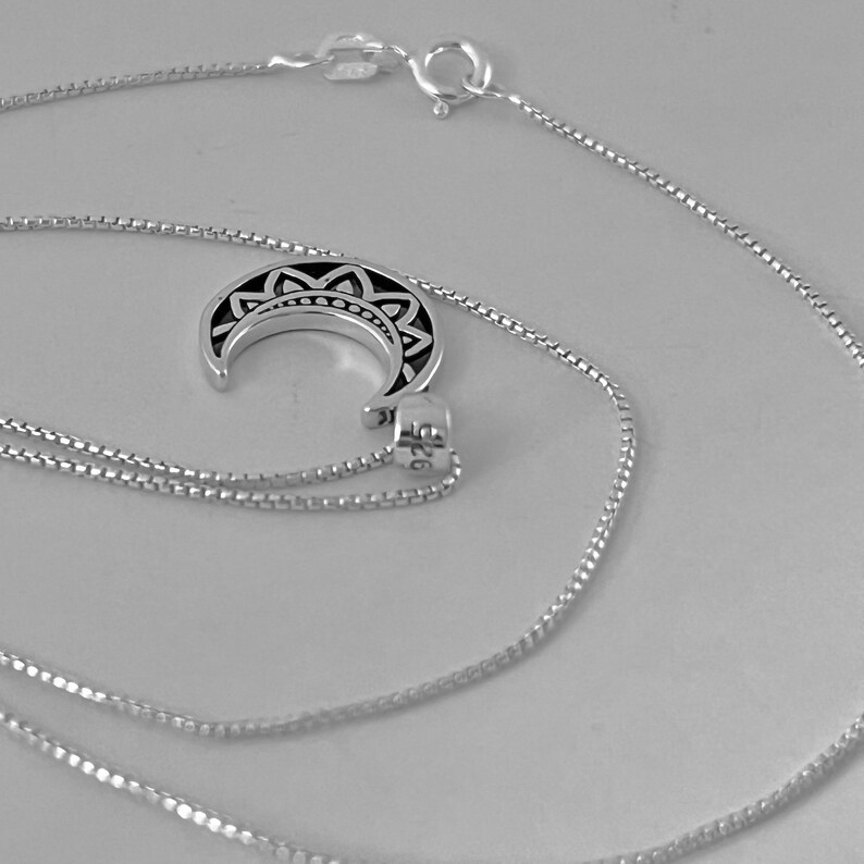 Sterling Silver Small Moon Necklace, Moon Necklace, Silver Moon ...