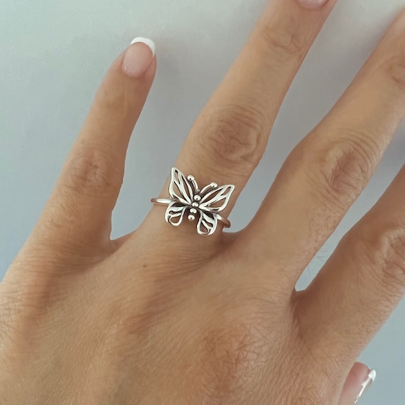 Sterling Silver Butterfly Ring Silver Butterfly Ring Silver - Etsy