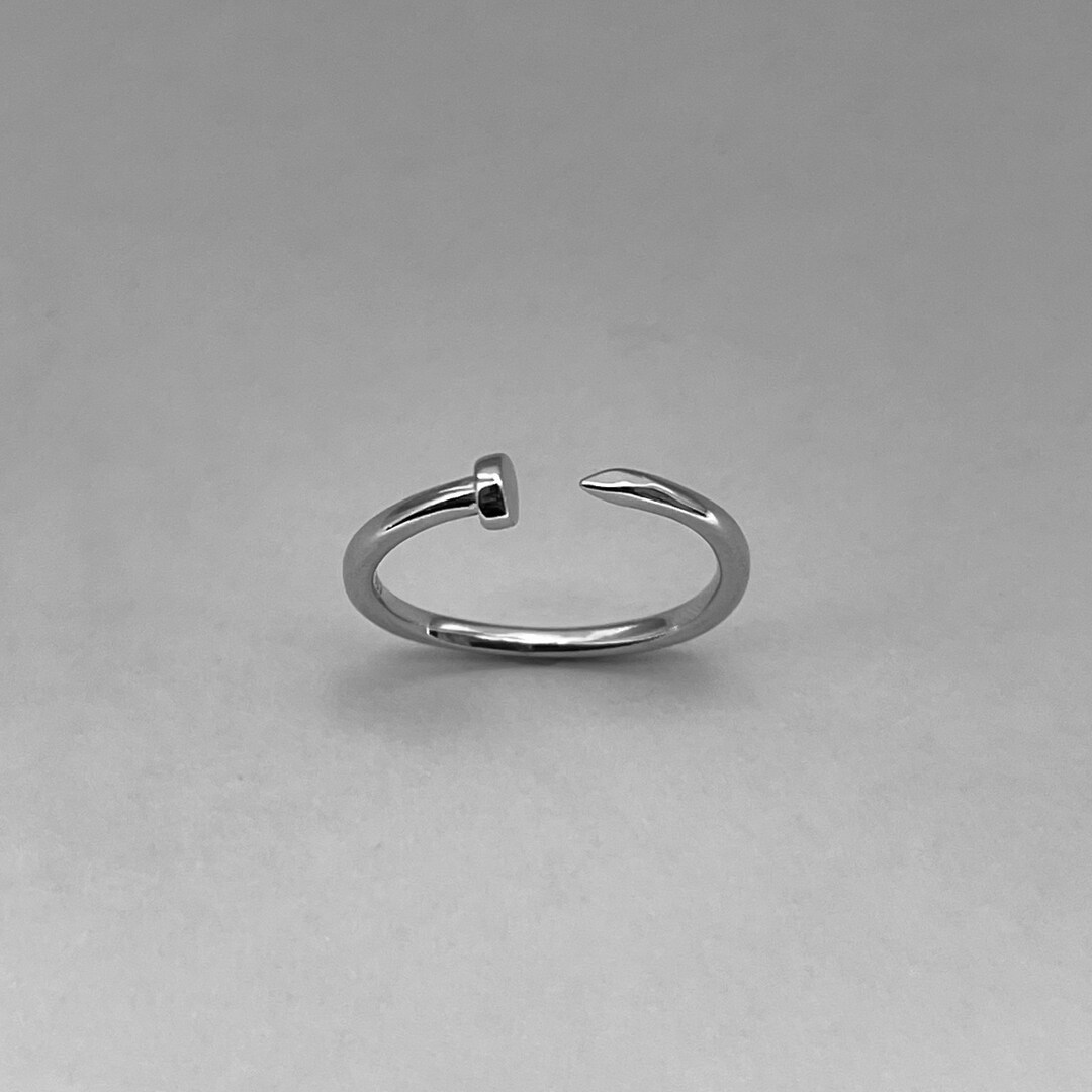 Sterling Silver Dainty Nail Ring, Silver Nail Ring, Nail Ring, Silver ...