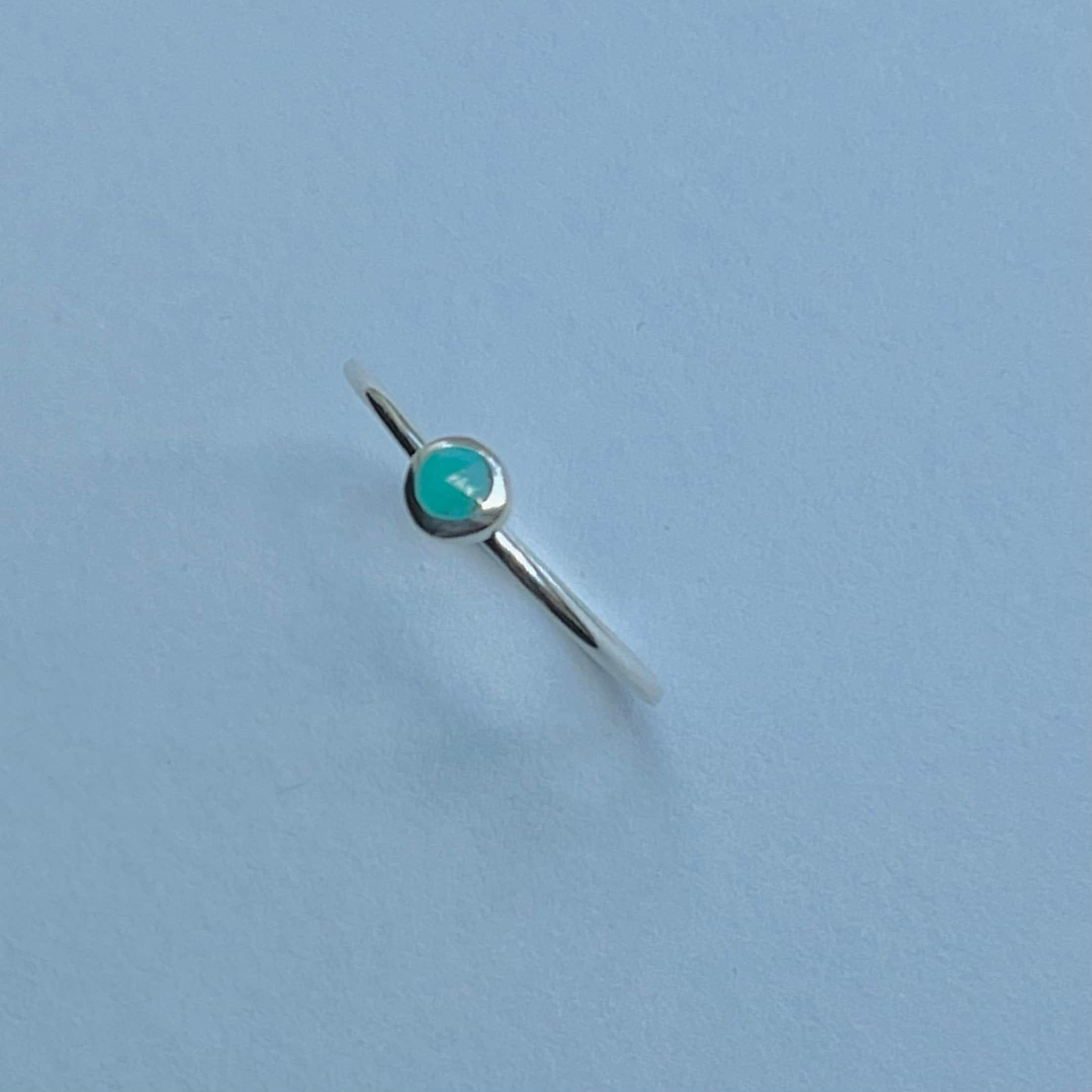 Sterling Silver Tiny Turquoise Ring, Dainty Turquoise Ring, Tiny ...