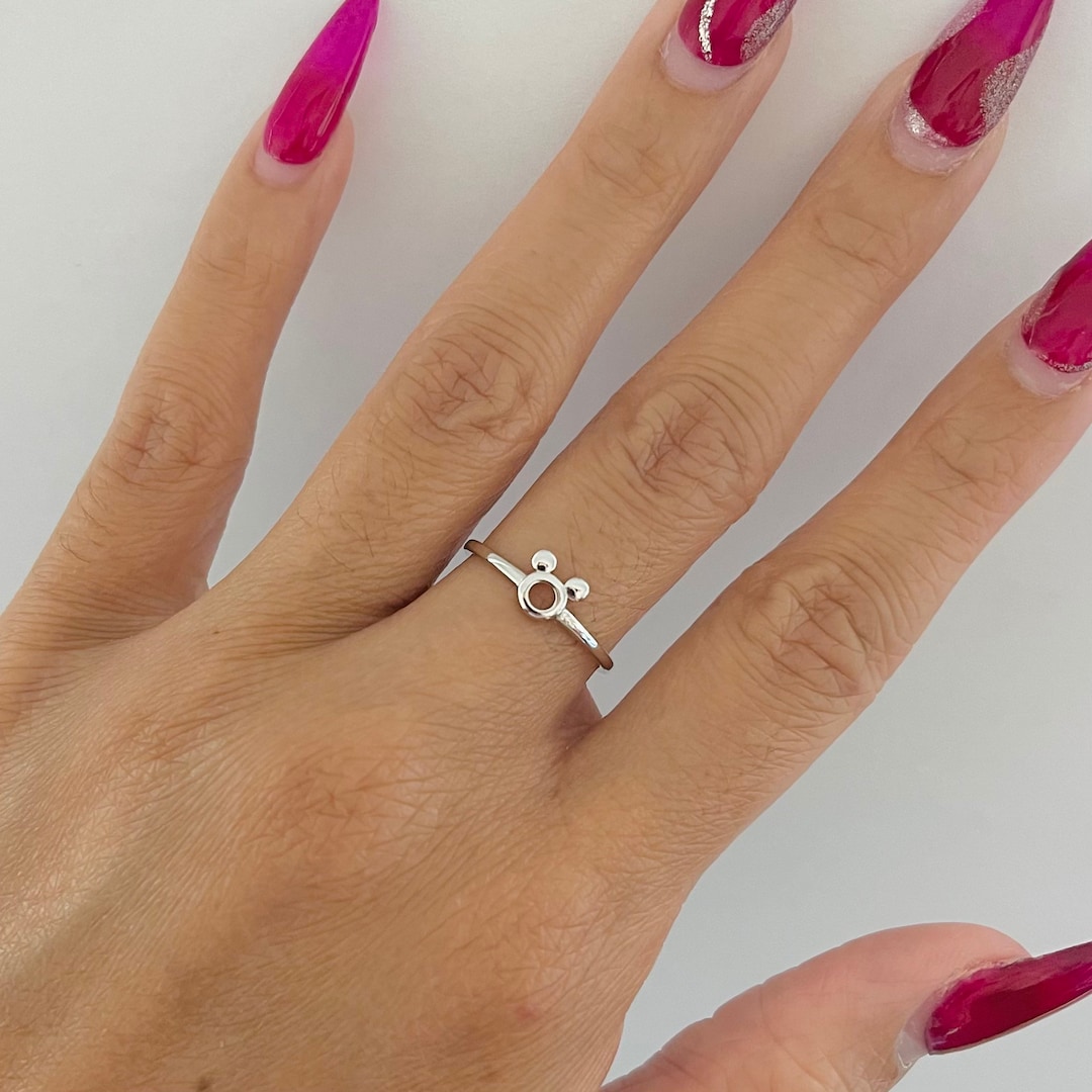 Sterling Silver Tiny Mickey Mouse Inspired Ring, Mouse Ring, Silver ...