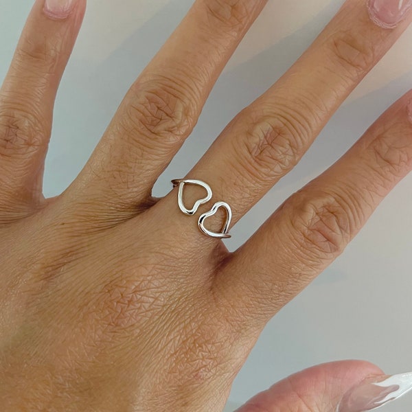 Double Heart Ring - Etsy