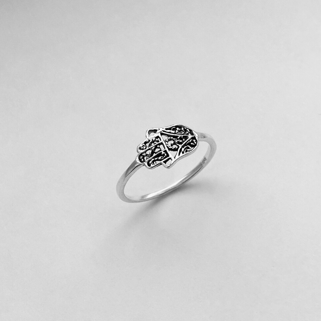 Sterling Silver Small Hamsa Ring Spiritual Ring Silver Ring - Etsy