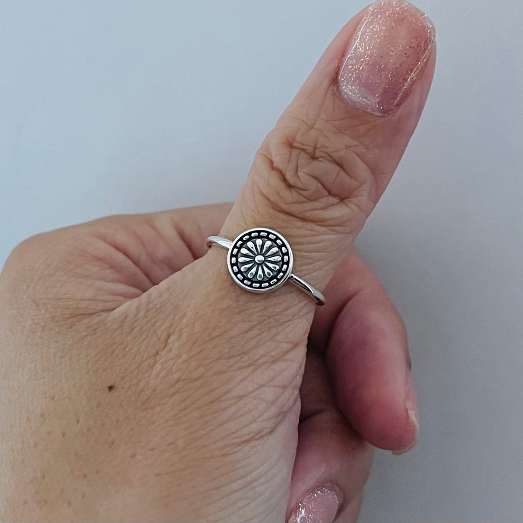 Sterling Silver Small Mandala Ring, Silver Mandala Ring, Dainty Mandala ...