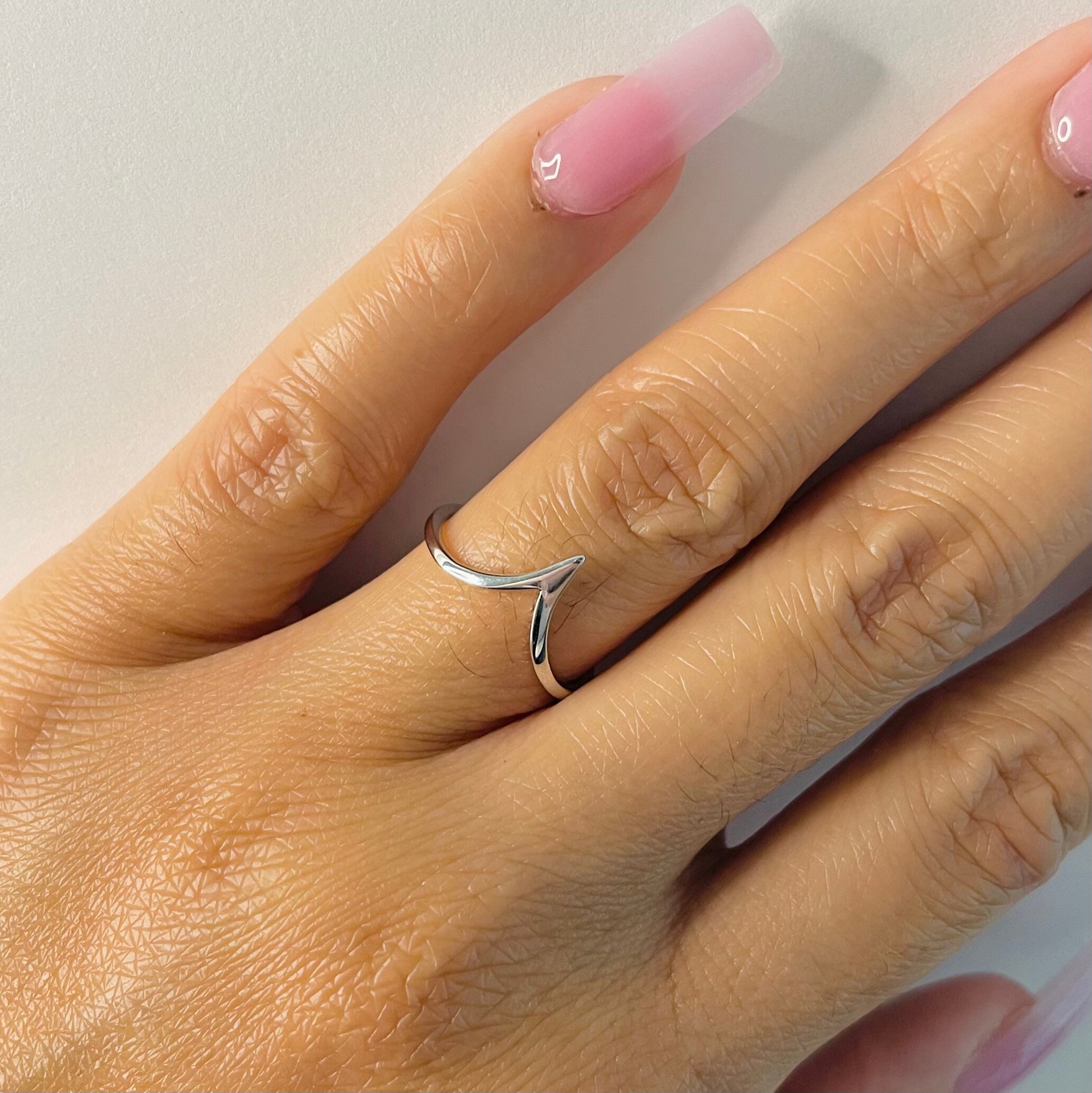 Sterling silver deep V ring v ring silver ring dainty ring | Etsy