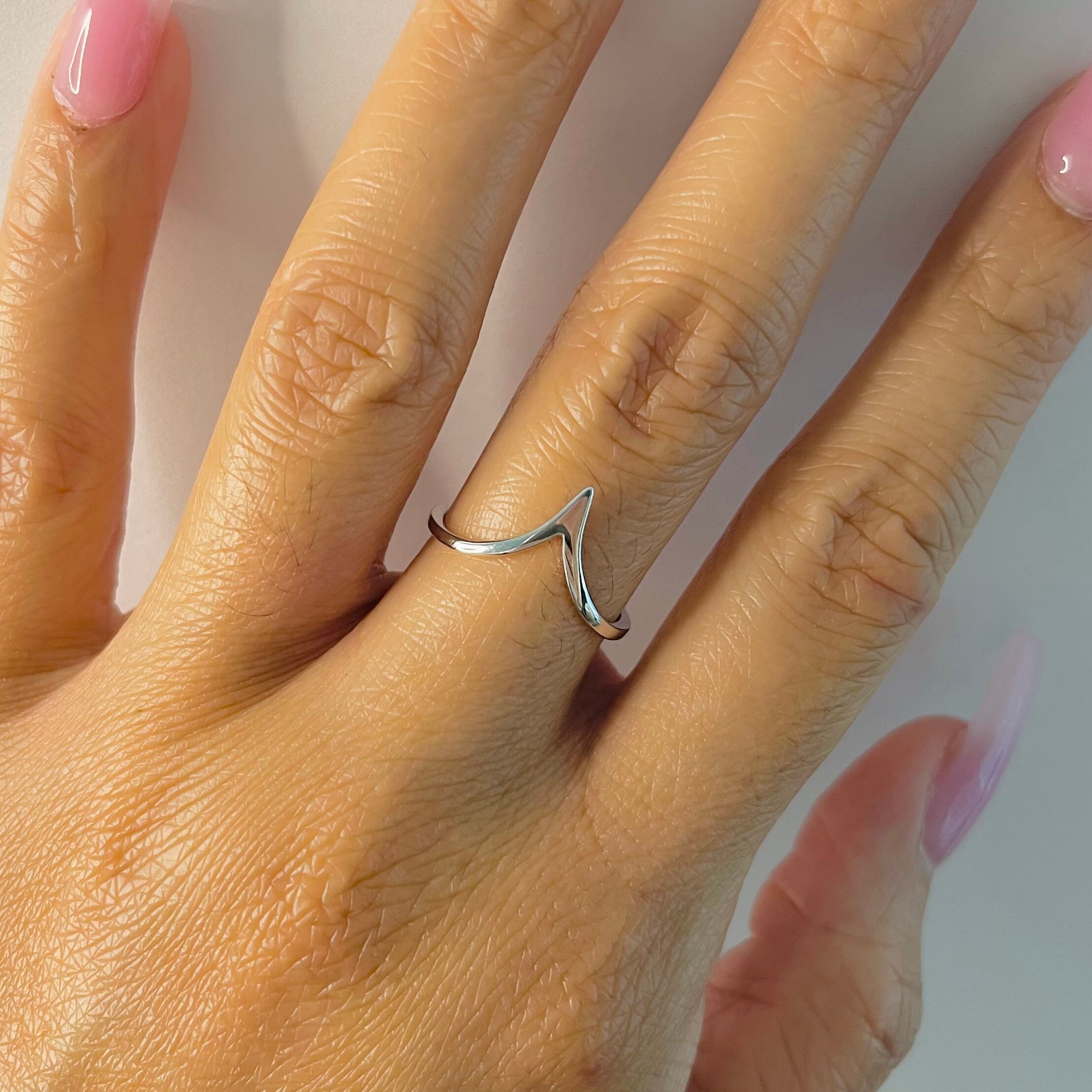 Sterling silver deep V ring v ring silver ring dainty ring | Etsy