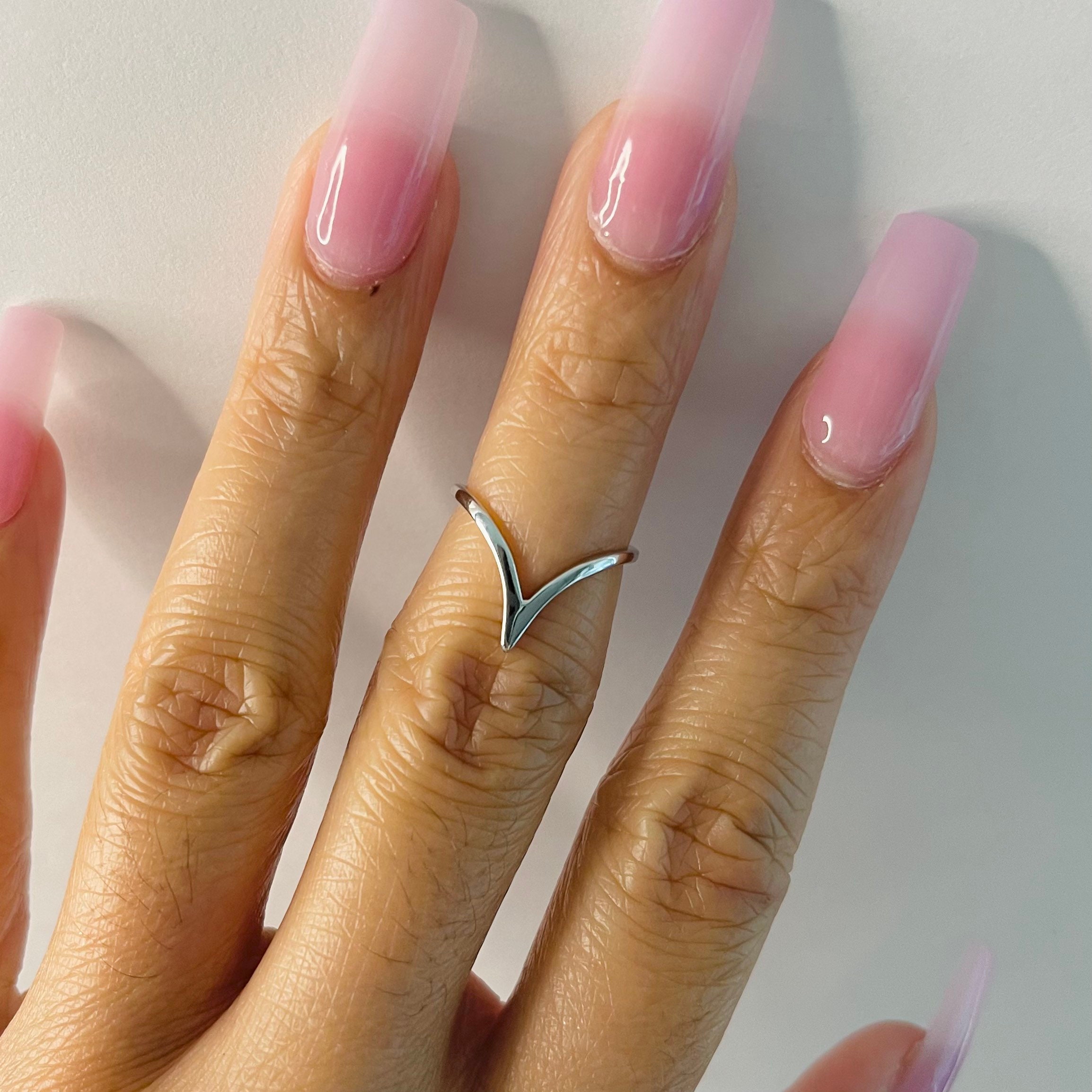 Sterling silver deep V ring v ring silver ring dainty ring | Etsy