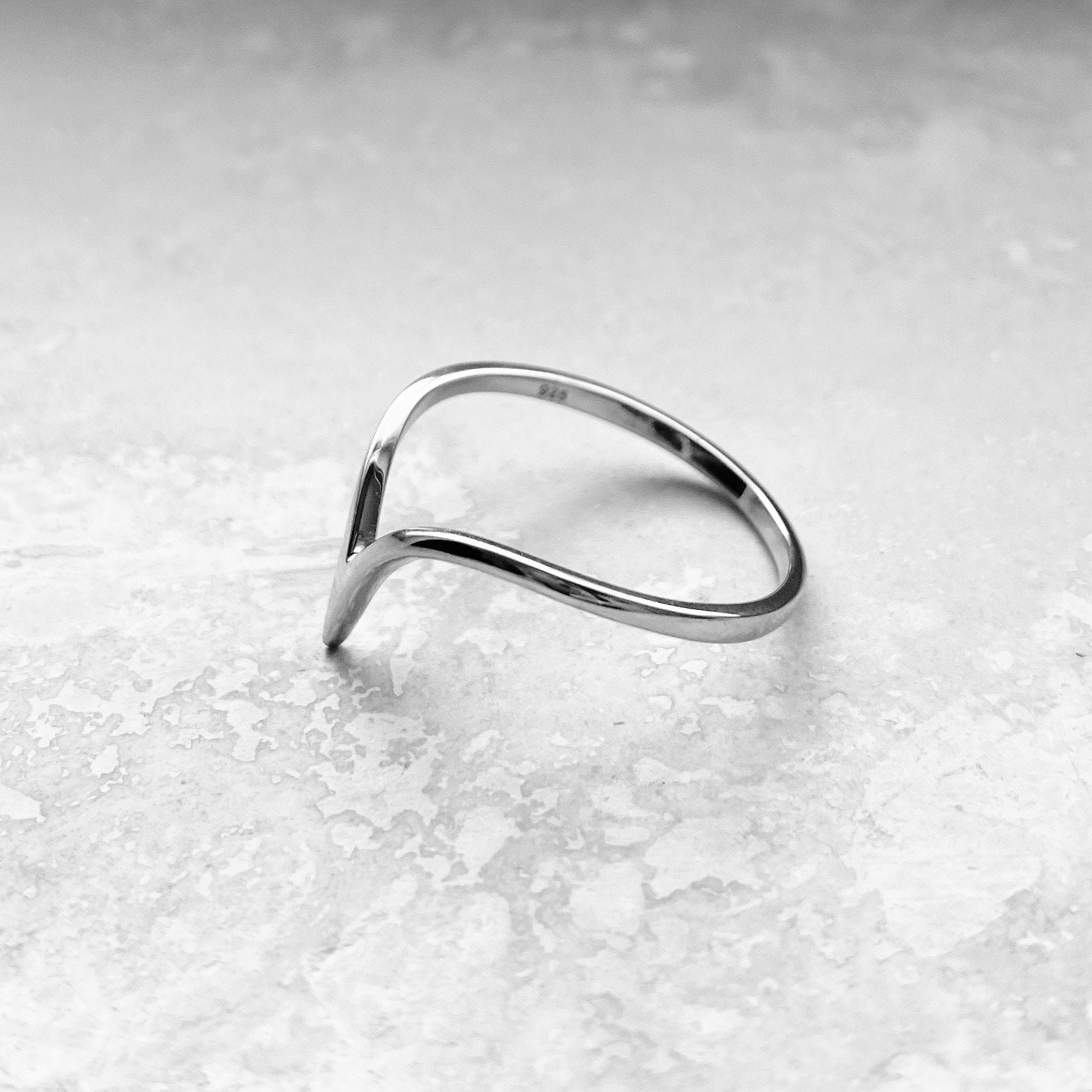 Sterling silver deep V ring v ring silver ring dainty ring | Etsy