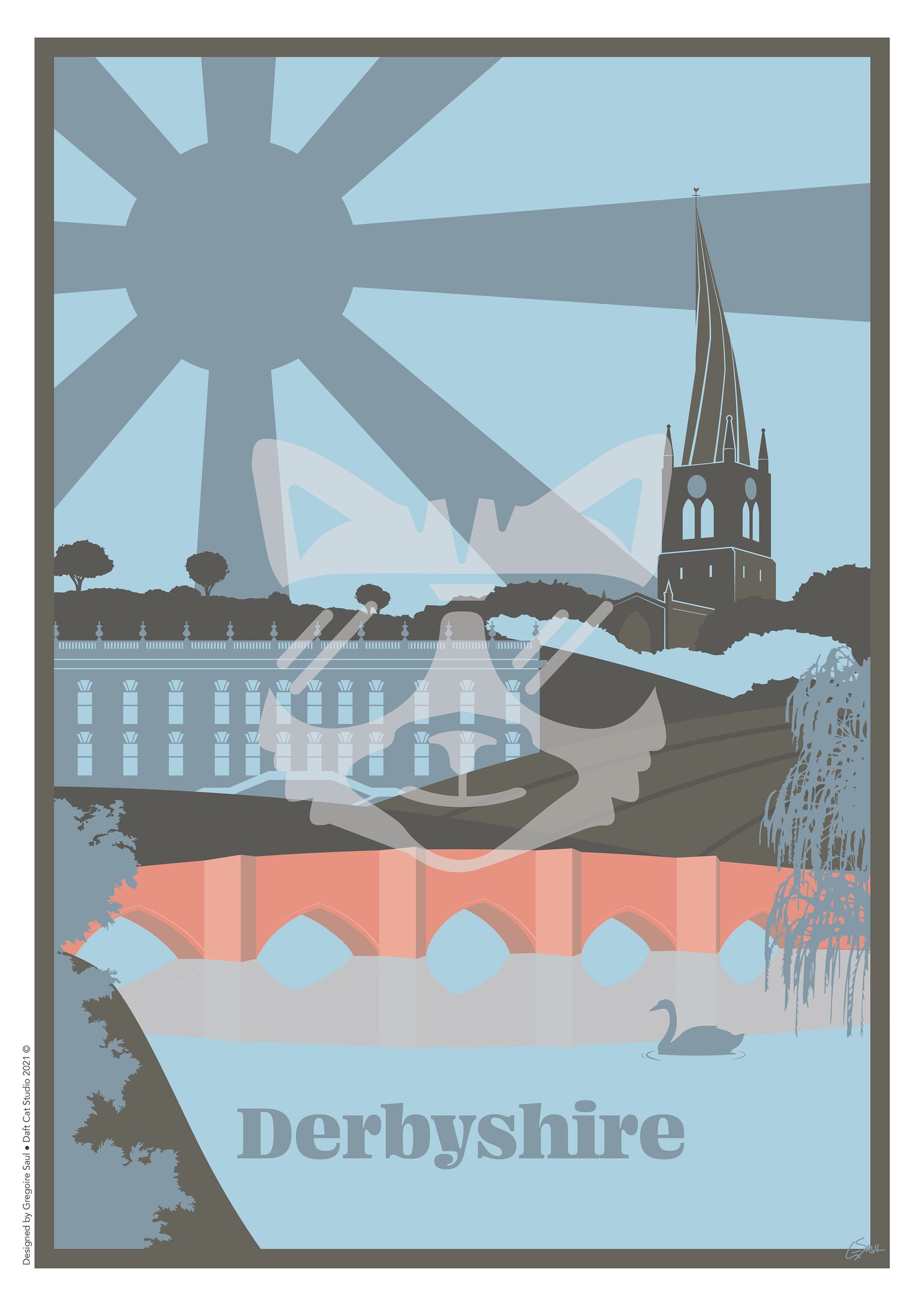 Derbyshire County Travel Poster World Travel Prints UK Wall Deco ...