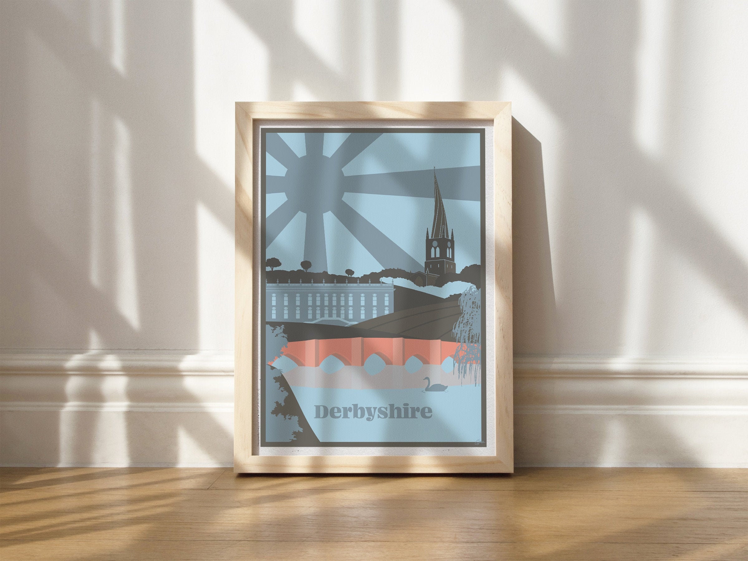 Derbyshire County Travel Poster World Travel Prints UK | Etsy