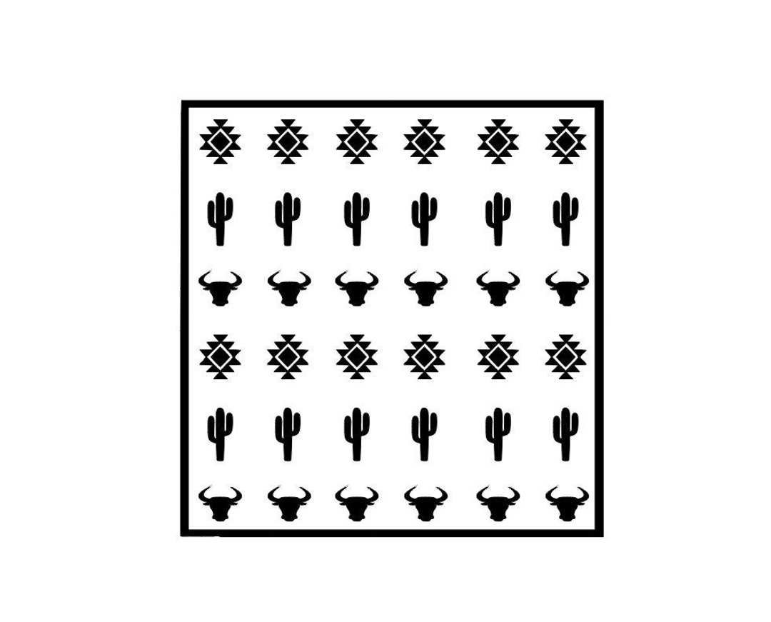 Aztec Symbol Cactus and Bulls Head Inspired Nail Art Stickers - Etsy