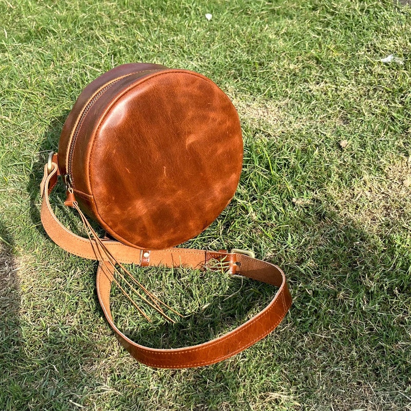 Leather Circle Bag - Etsy