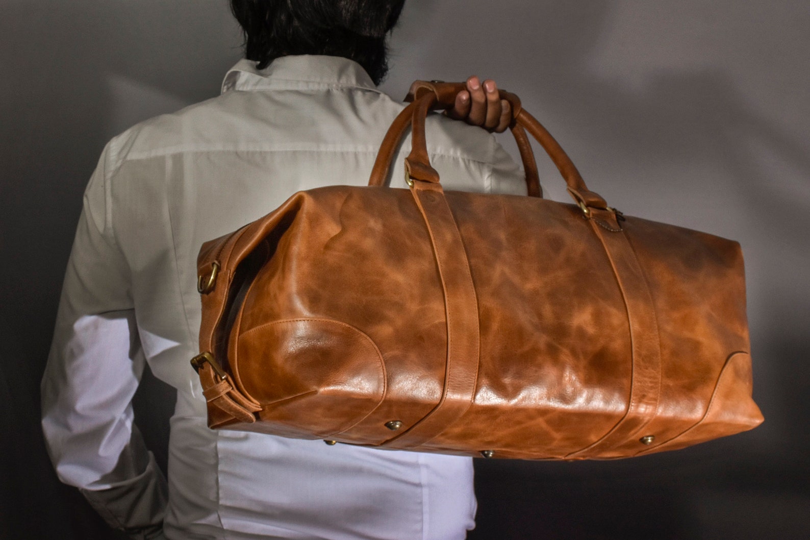 Leather Duffel Weekender Bag Overnight Bag in Brown Luggage Bag Travel ...