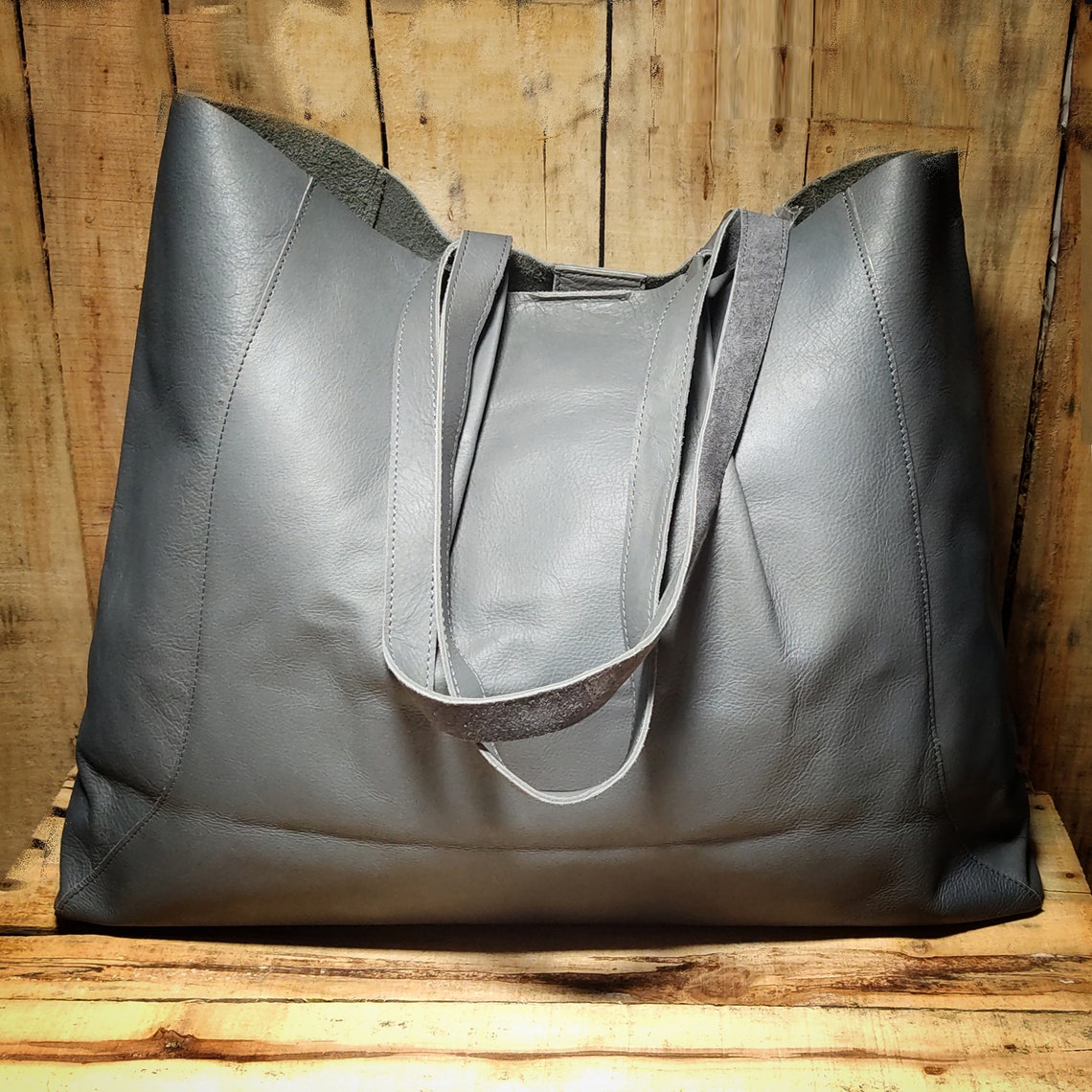 Large leather tote bag leather tote oversized bag leather | Etsy