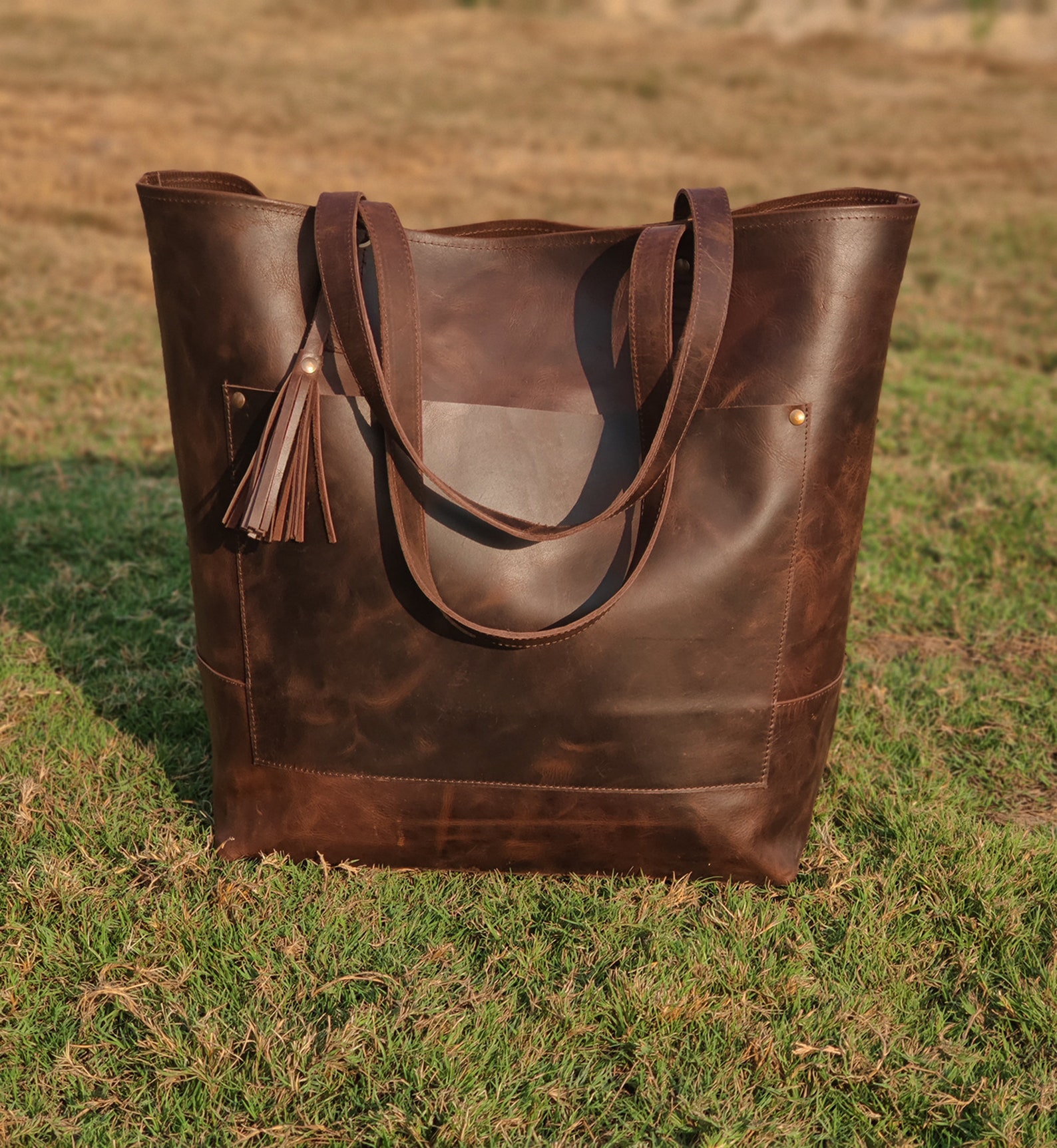 Leather Tote Bag for Women Personalized Totes With Zipper - Etsy India