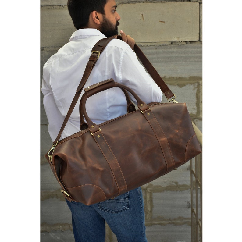 Leather Duffel Weekender Bag Overnight Bag in Brown Luggage - Etsy