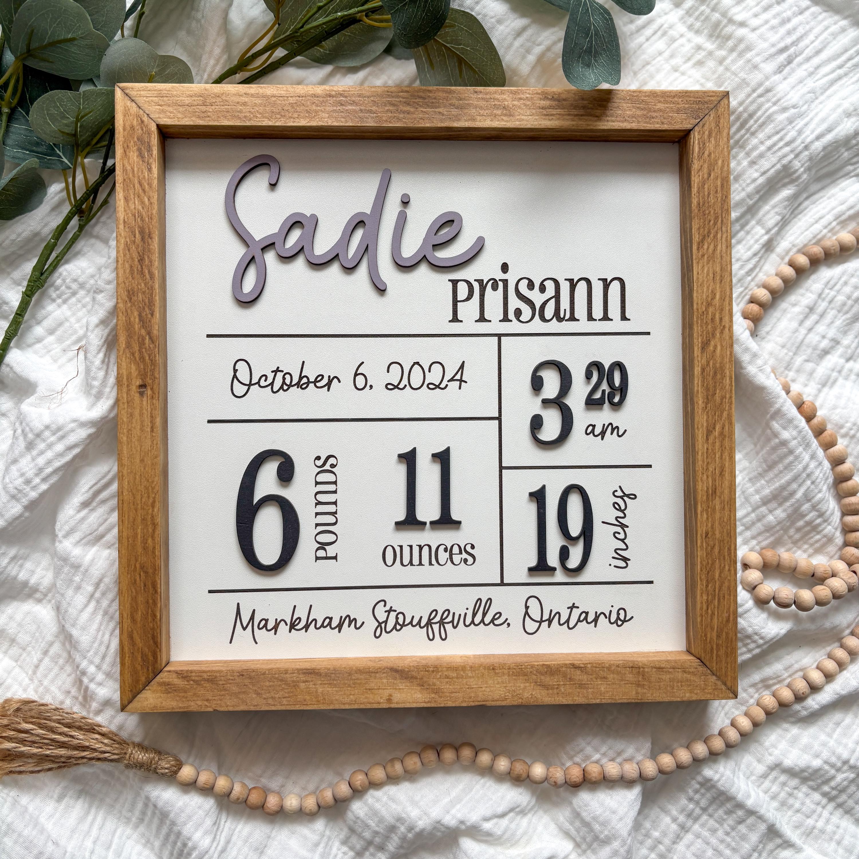 Personalized Baby Birth Stats Sign - Etsy