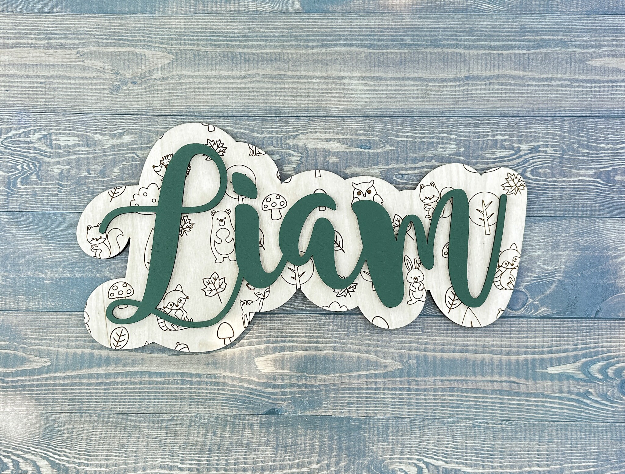Woodland Themed Wood Name Sign for Children's Door | Nursery Name Sign ...