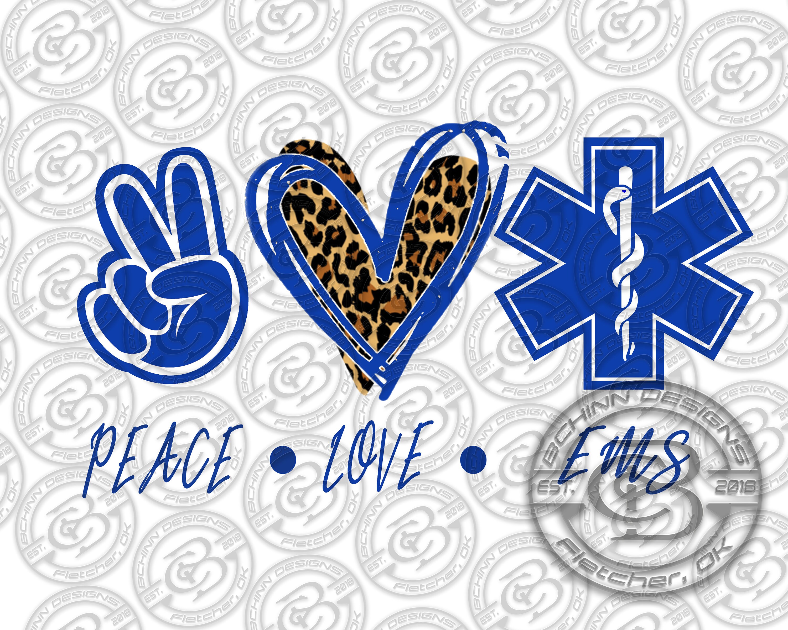 Peace Love EMS Blue & Red Digital Design PNG Image - Etsy