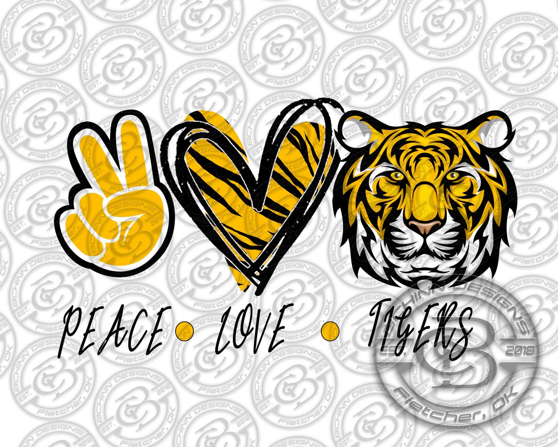 Peace Love Tigers, Yellow, Gold, Digital Design, PNG Image, JPEG ...