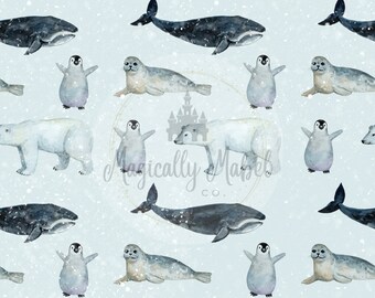 Arctic Patterns Winter Digital Paper Polar Bear Seamless Patterns Hand ...