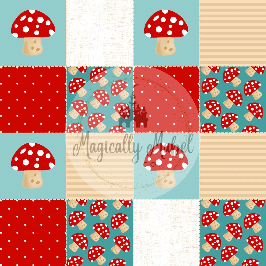 Toadstool Patchwork Seamless Pattern - Etsy