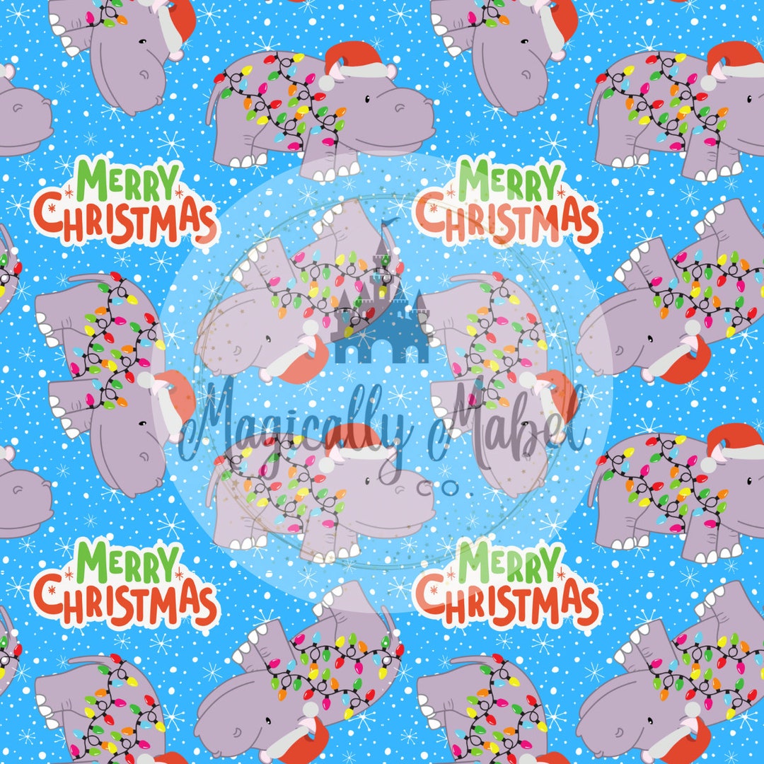 Christmas Hippos Seamless Pattern Etsy