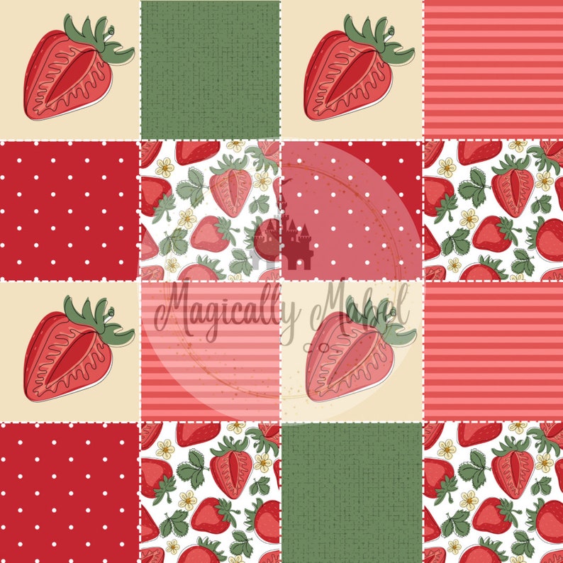 Strawberry Fields Patchwork Seamless Pattern - Etsy