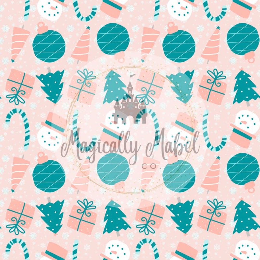 Pink Christmas Seamless Pattern - Etsy