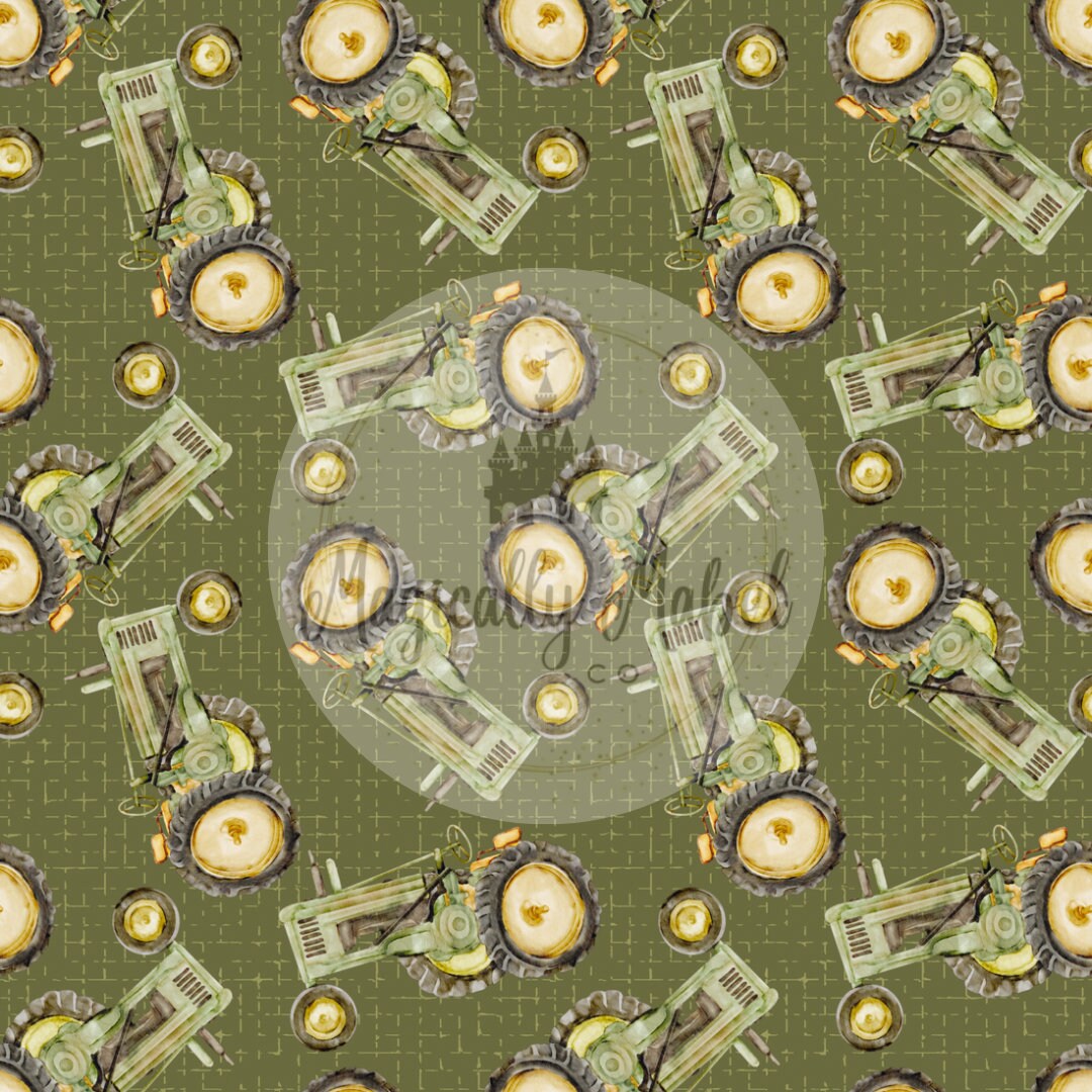 Little Green Tractor Seamless Pattern - Etsy