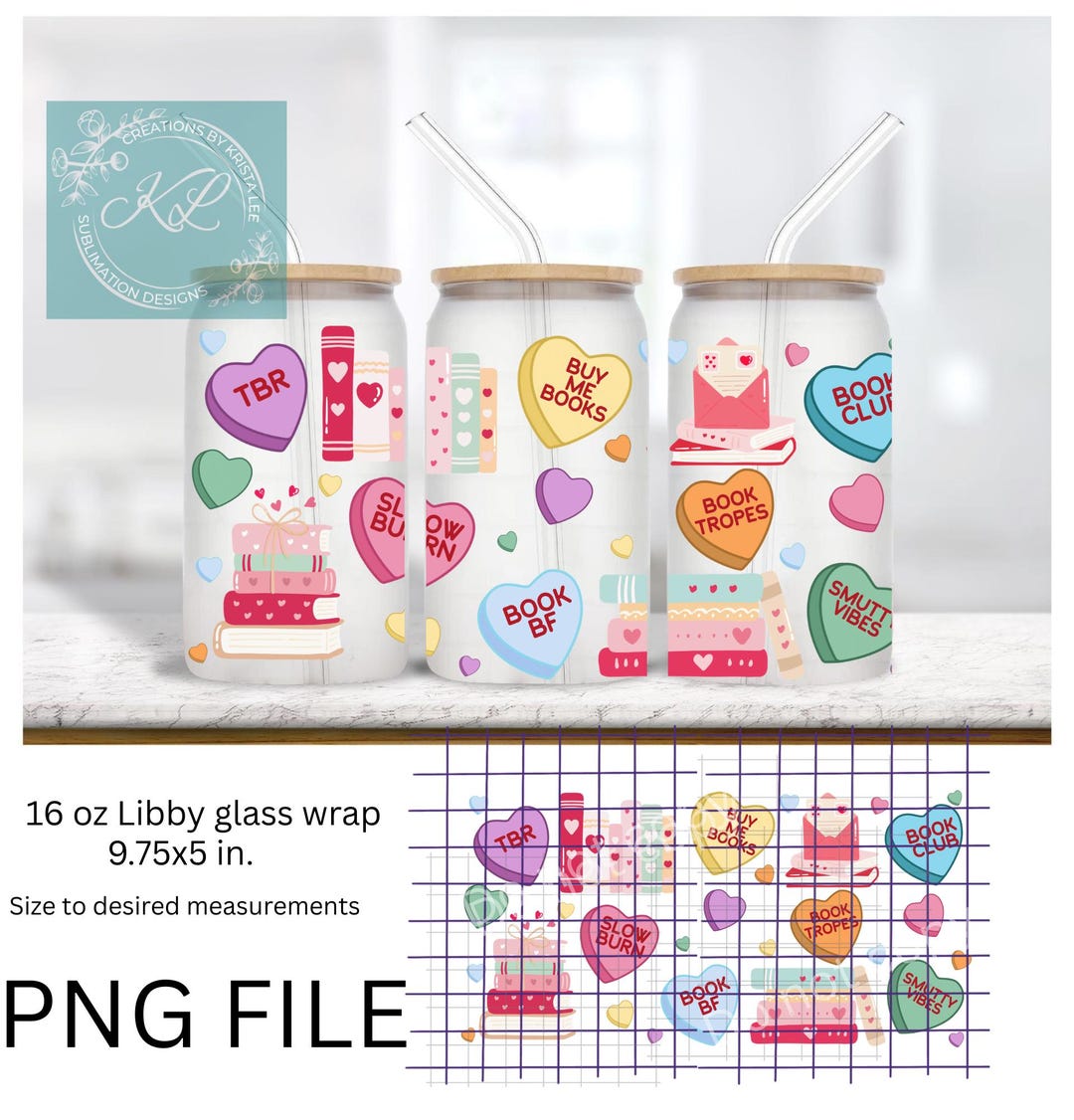 Bookish Valentines Glass Wrap | Valentines Sweetheart Book Glass ...