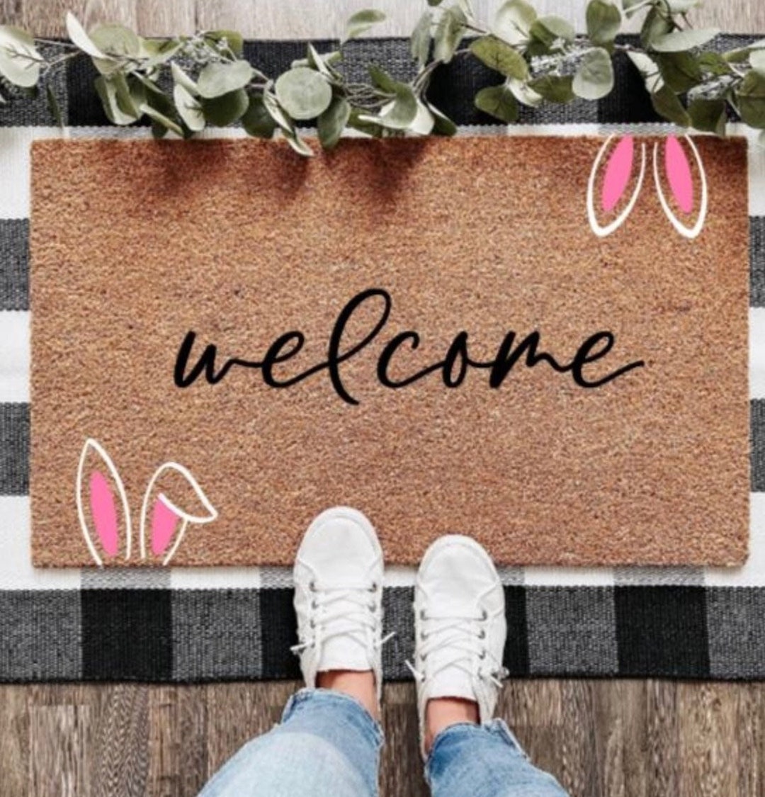 Easter Bunny Welcome Door Mat Easter Doormat Jesus - Etsy