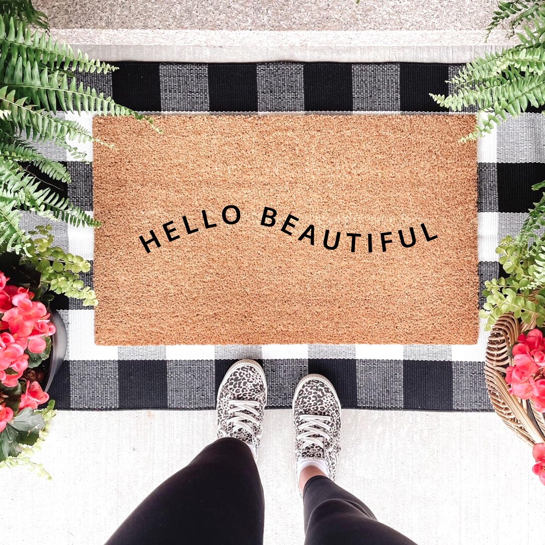 Hello Beautiful Door Mat, Beautiful Door Mat, Spring Door Mat, Summer ...