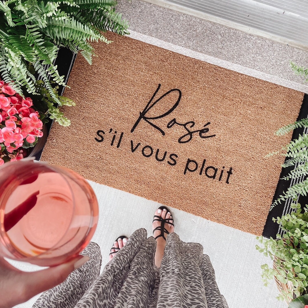 Rosé Sil Vous Plait Door Mat, Spring Doormat, Wine Doormat, Funny ...