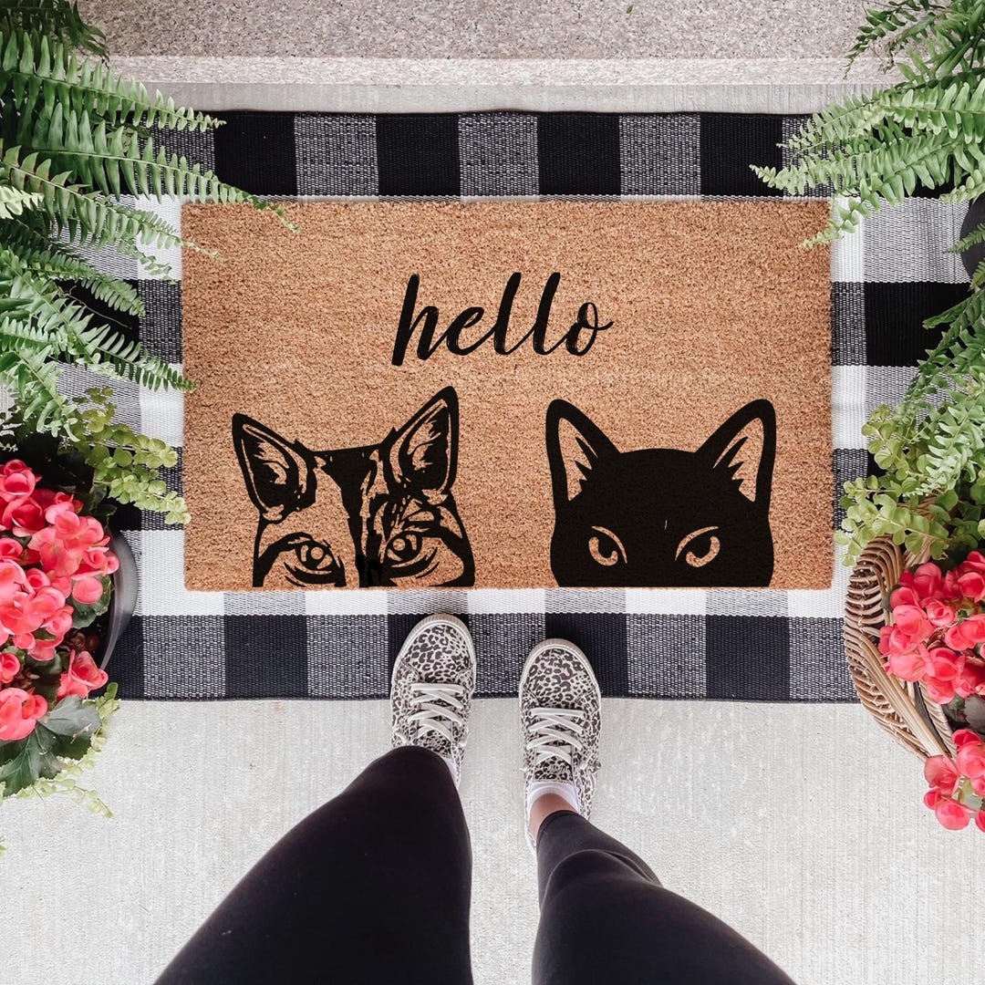 Funny Cats Doormat, Cat Door Mat, Cats Welcome Mat, Cat Gift Funny ...