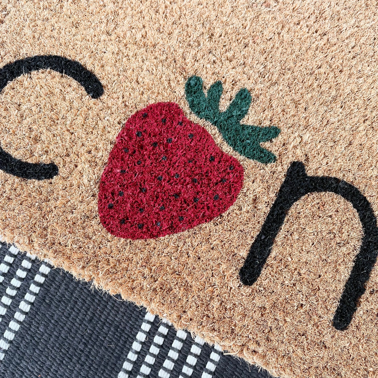 Welcome Strawberry Door Mat | Spring Door Mat | Berry Doormat | Spring ...
