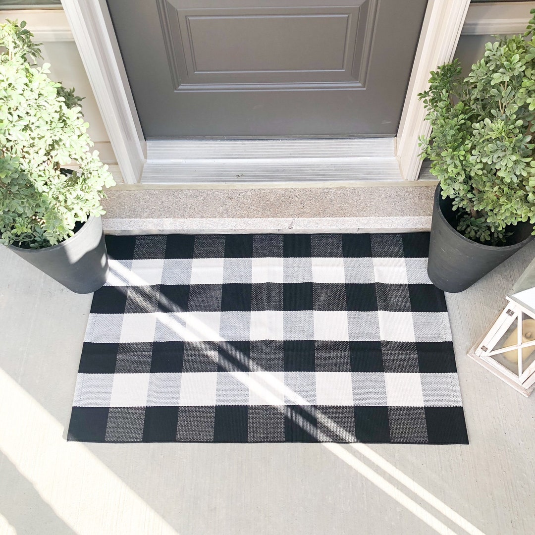 Large Buffalo Plaid Rug 27.5 X 44 Rug Door Mat Layer Rug Black and ...
