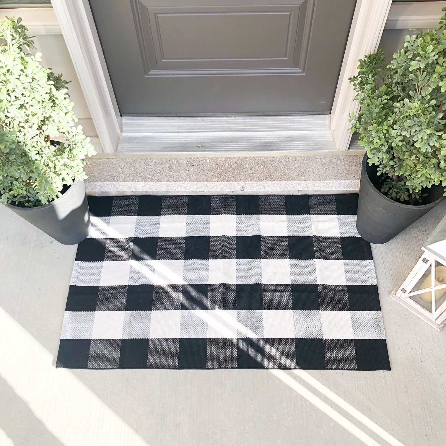 Large Buffalo Plaid Rug 27.5 X 44 Rug Door Mat Layer Rug Black and White Plaid Rug Fits 18 X 30 and 24 X 36 Door Mat Etsy