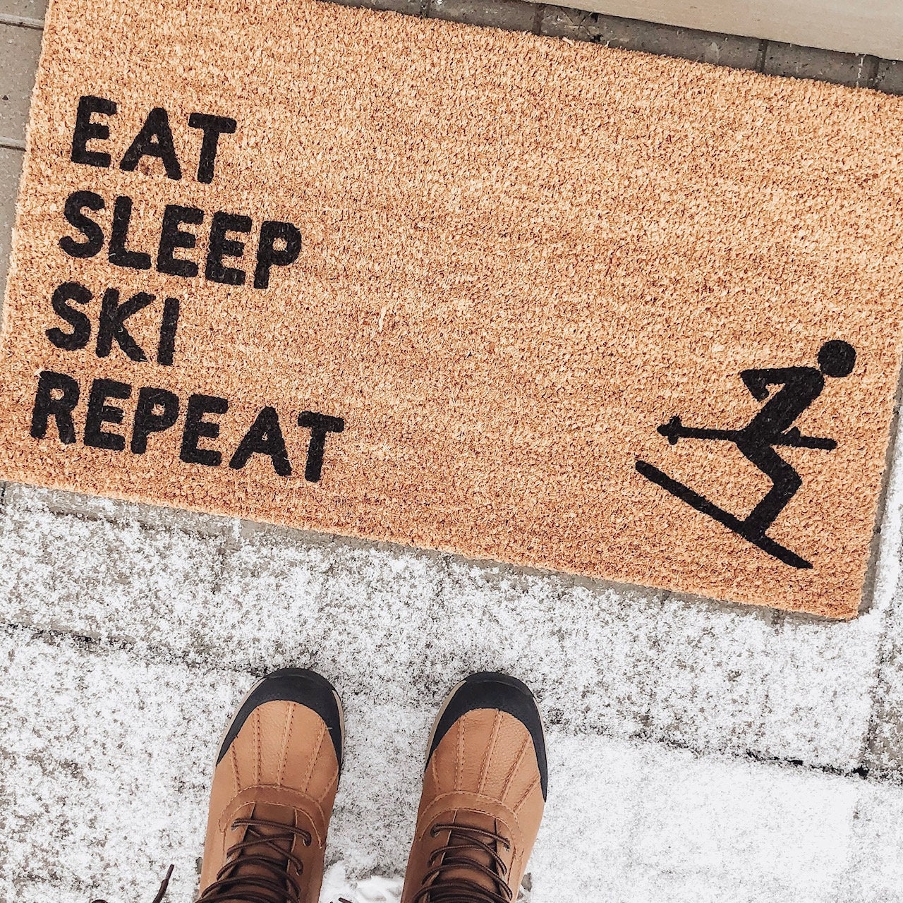 Eat Sleep Ski Repeat Door Mat | Ski Decor | Airbnb Decor | Cottage ...