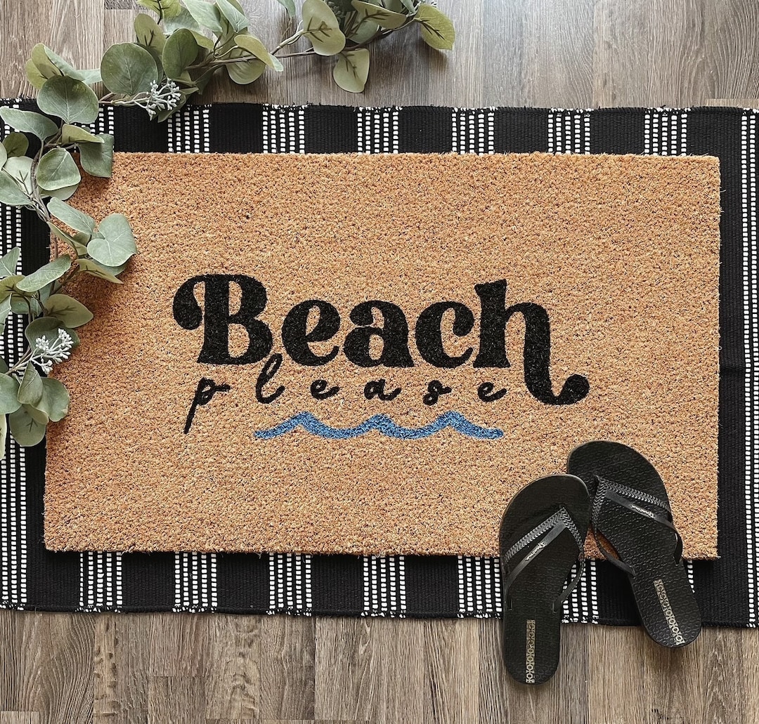 Beach Please Door Mat | Beach House Decor | Outdoor Porch | Beach Bum ...