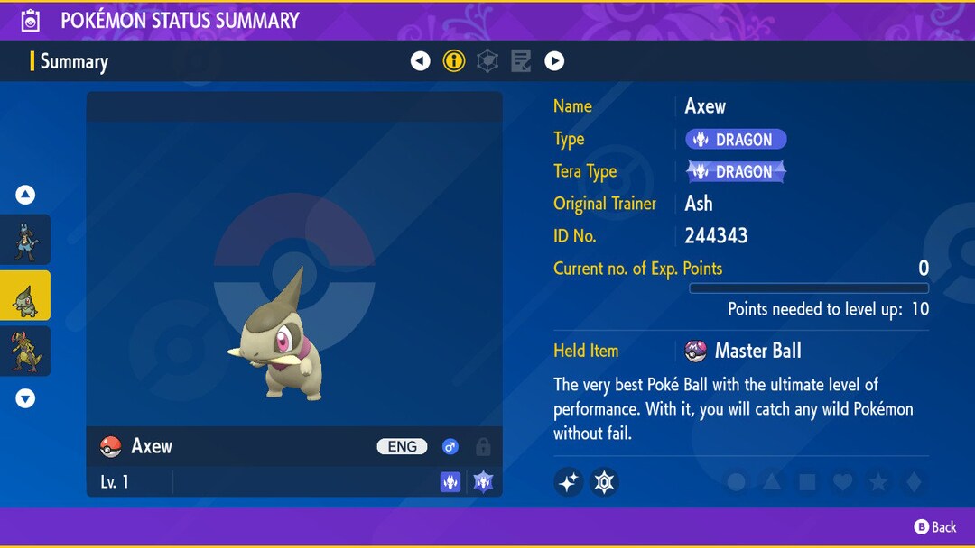 Pokemon Scarlet Violet Shiny Axew 6iv Pokemon Level 1 Etsy
