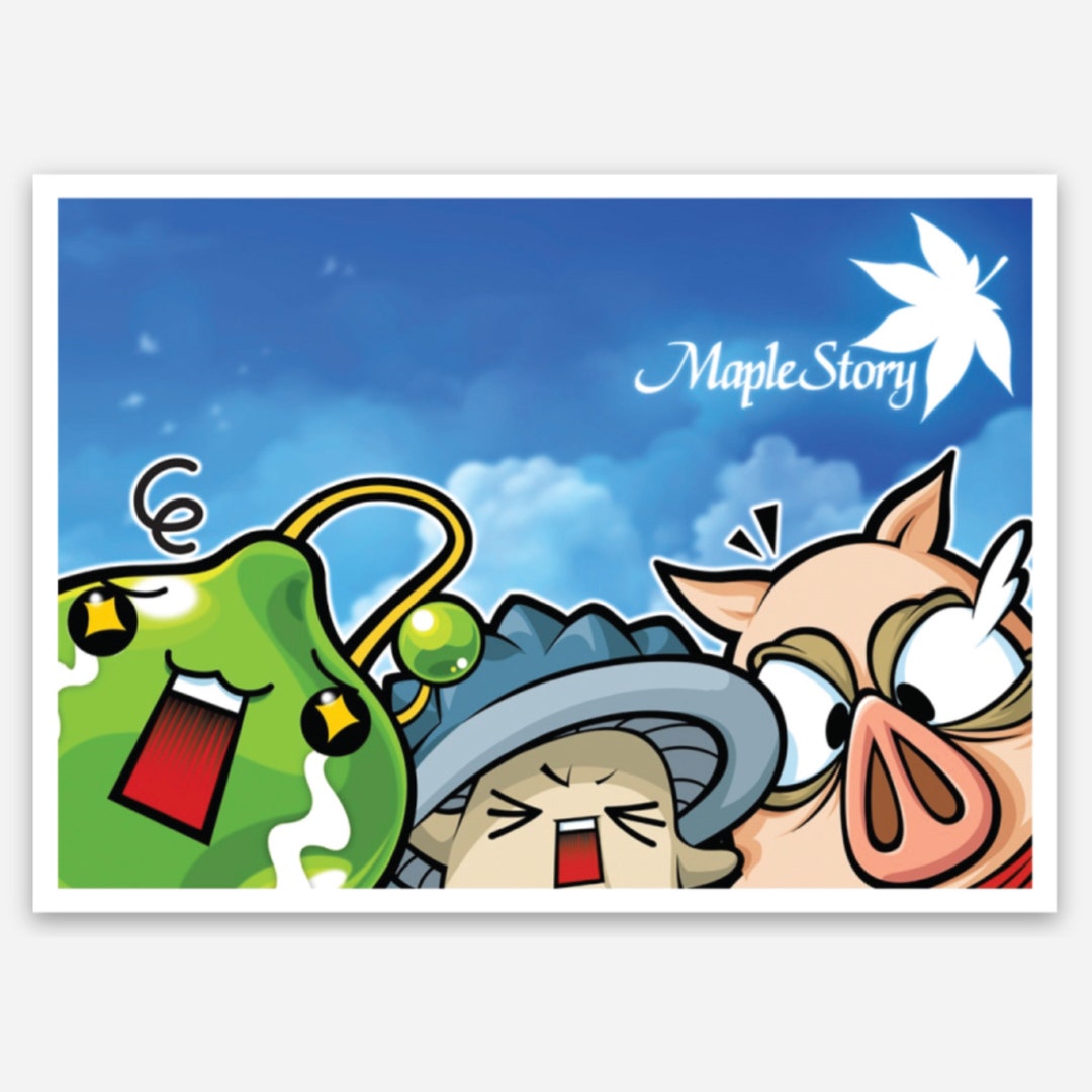Maplestory Banner Green Slime Horny Mushroom Pig Sticker - Etsy