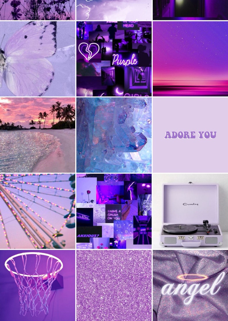 Boujee Aesthetic Wall Collage Kit Purple Etsy