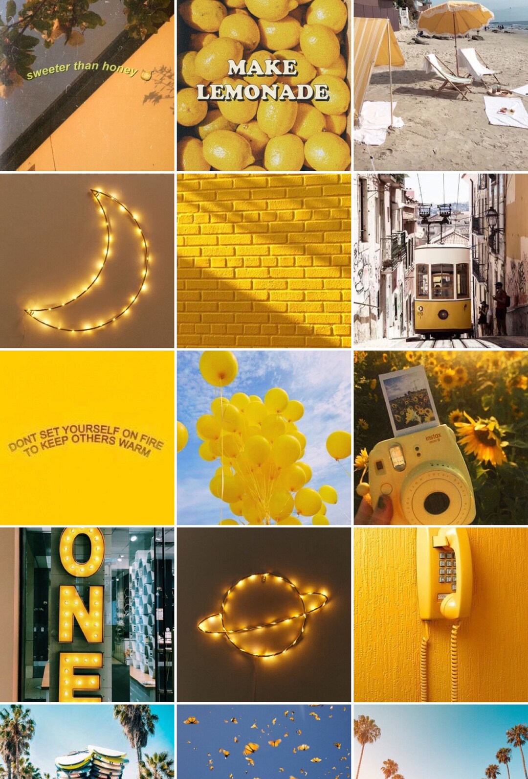 Boujee Aesthetic Wall Collage Kit - Yellow - Etsy